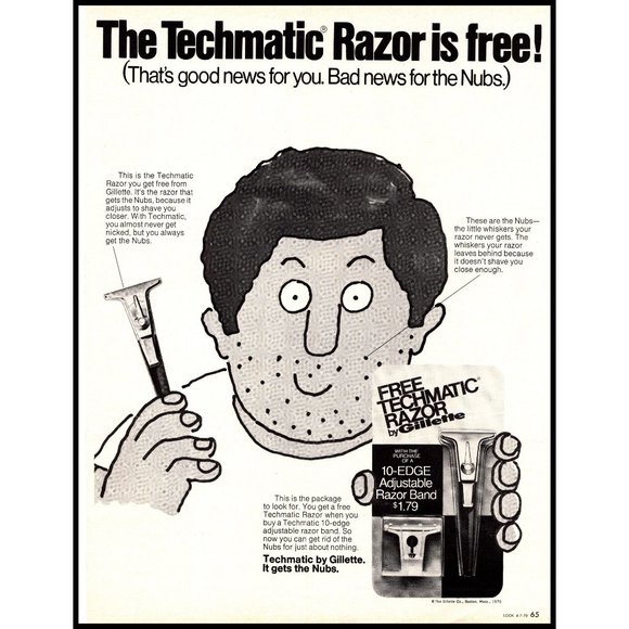 gillette | Art | 97 Gillette Techmatic Razor Vintage Print Ad Cartoon ...
